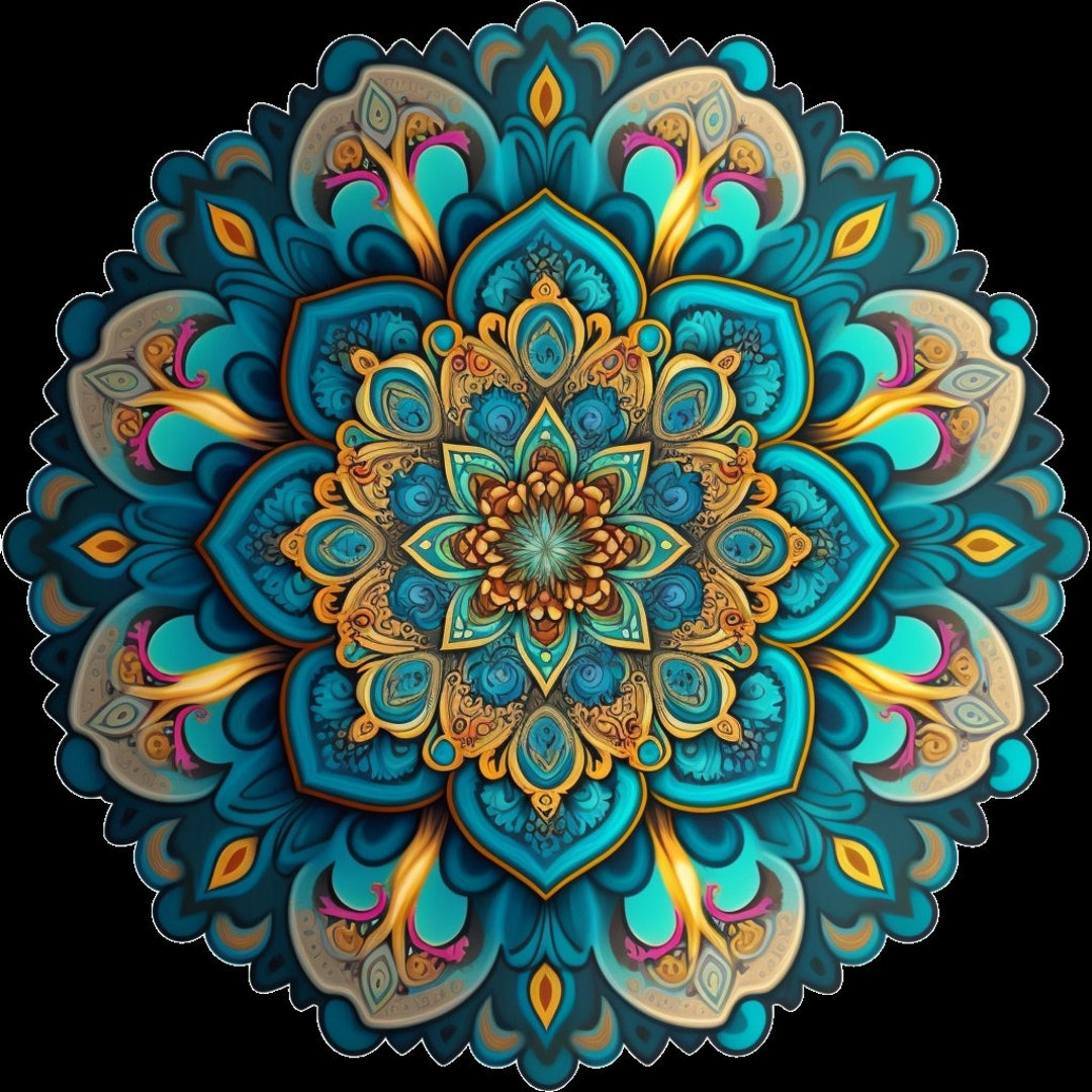 Colorful Mandala Clip Art - Digital Mandala Graphic Design PNG - Etsy