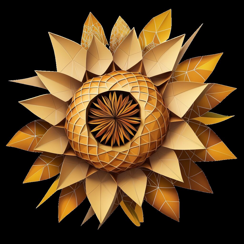 Unique Geometric Sun Flower Clip Art - Digital Geometric Sun Flower ...