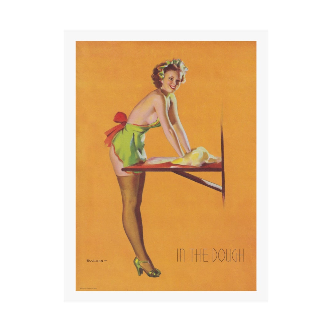 Vintage Pinup Girl Poster, Risque Woman Print, Elvgren Pinup Poster, Mature Redhead Poster ...