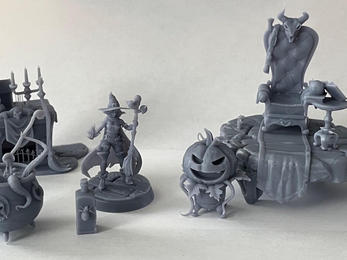 3D Printed Miniatures 4k Resin Printer Witch Set Fantasy RPG Miniatures ...
