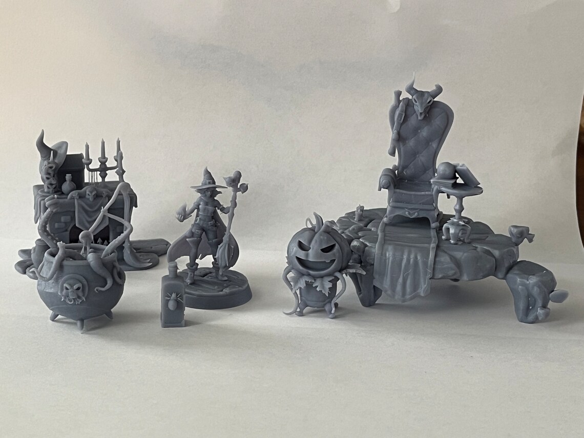 3D Printed Miniatures 4k Resin Printer Witch Set Fantasy RPG Miniatures ...