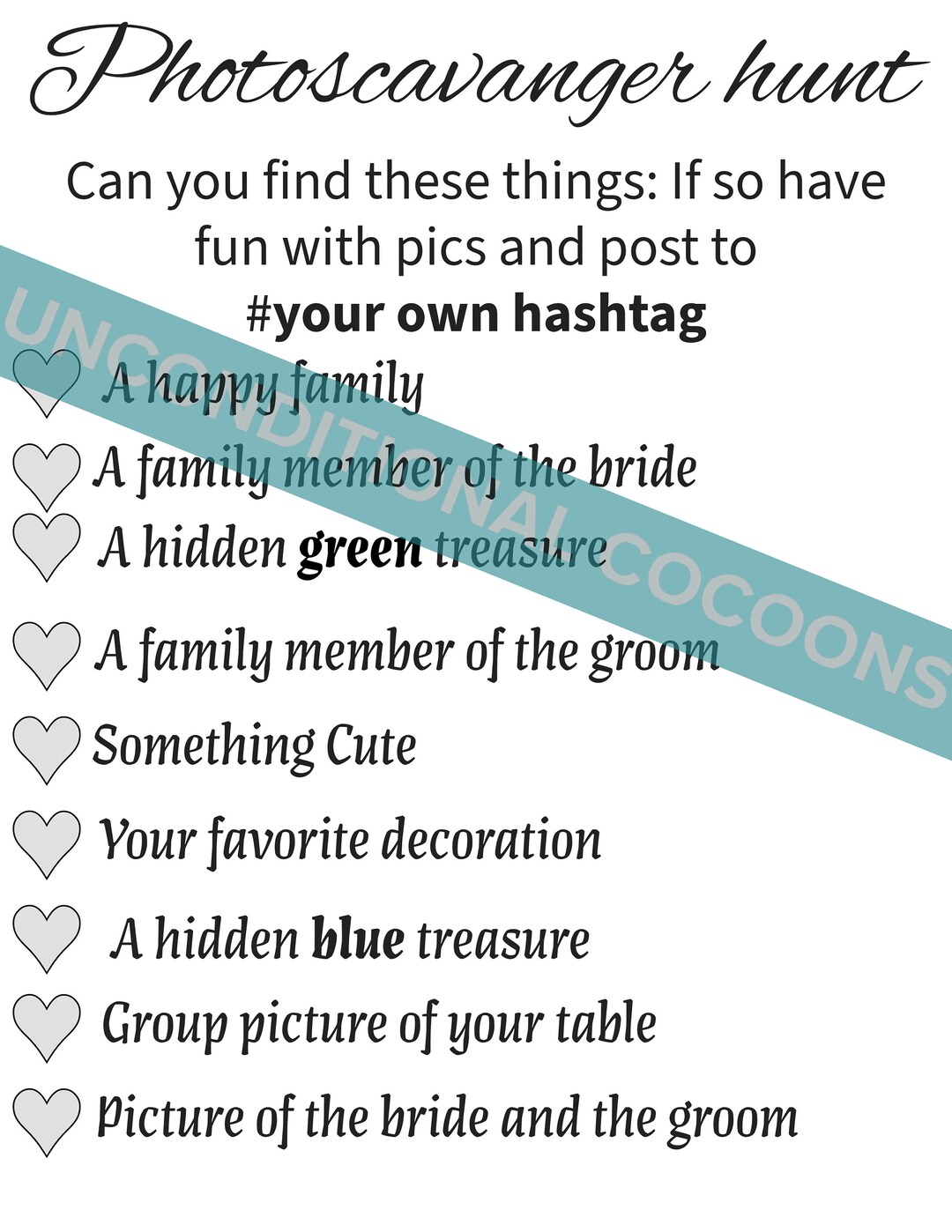 Wedding Photo Scavenger Hunt - Etsy
