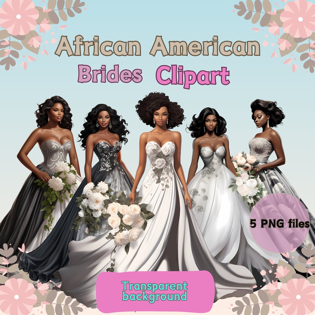 African American Brides Wedding Clipart ,black Women Clipart - 5 PNG ...