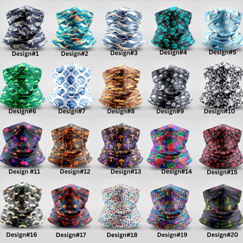 Neck Gaiter Designs 9-16 ,stylish and Unique Tactical Face Mask , Soft ...