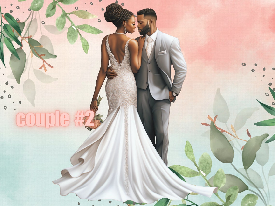 African American Couple Wedding Clipart ,bride&groom Clipart,wedding ...