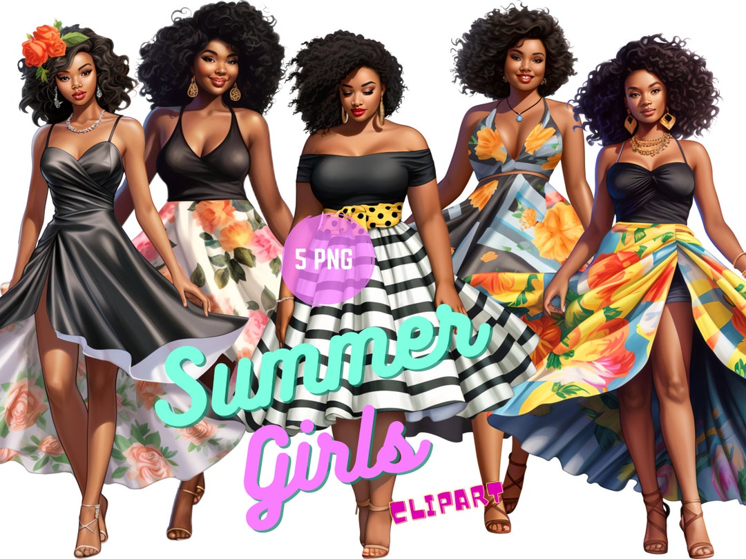 Summer African American Woman Clipart,black Beauty Girls Summer,fashion ...