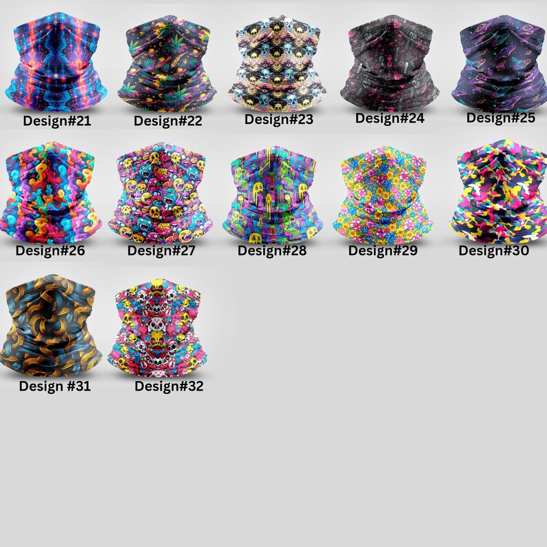 Neck Gaiter Designs 9-16 ,stylish and Unique Tactical Face Mask , Soft ...
