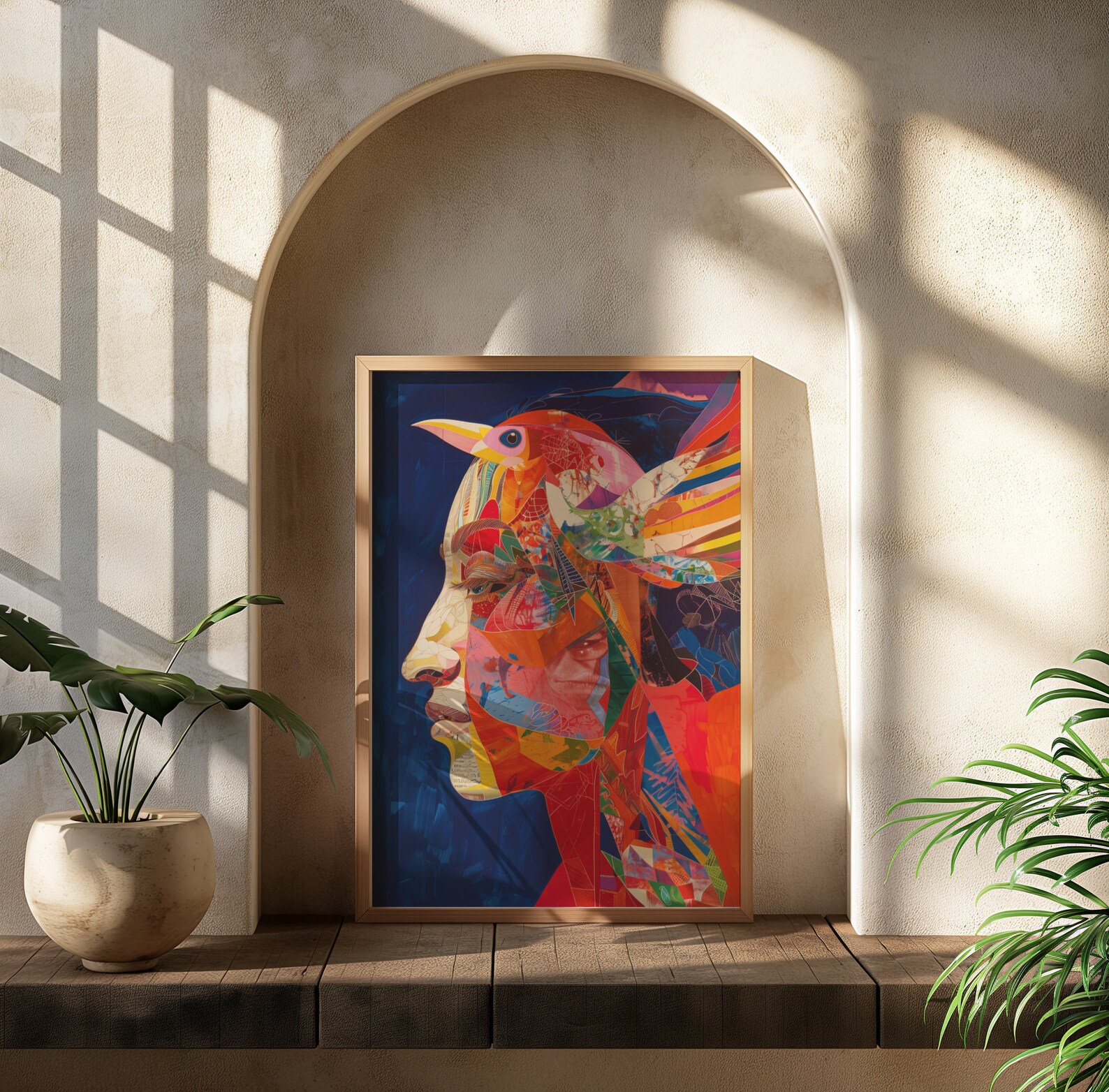 Unchained Avian Mind Vibrant Abstract Surrealism Art Colorful Collage ...