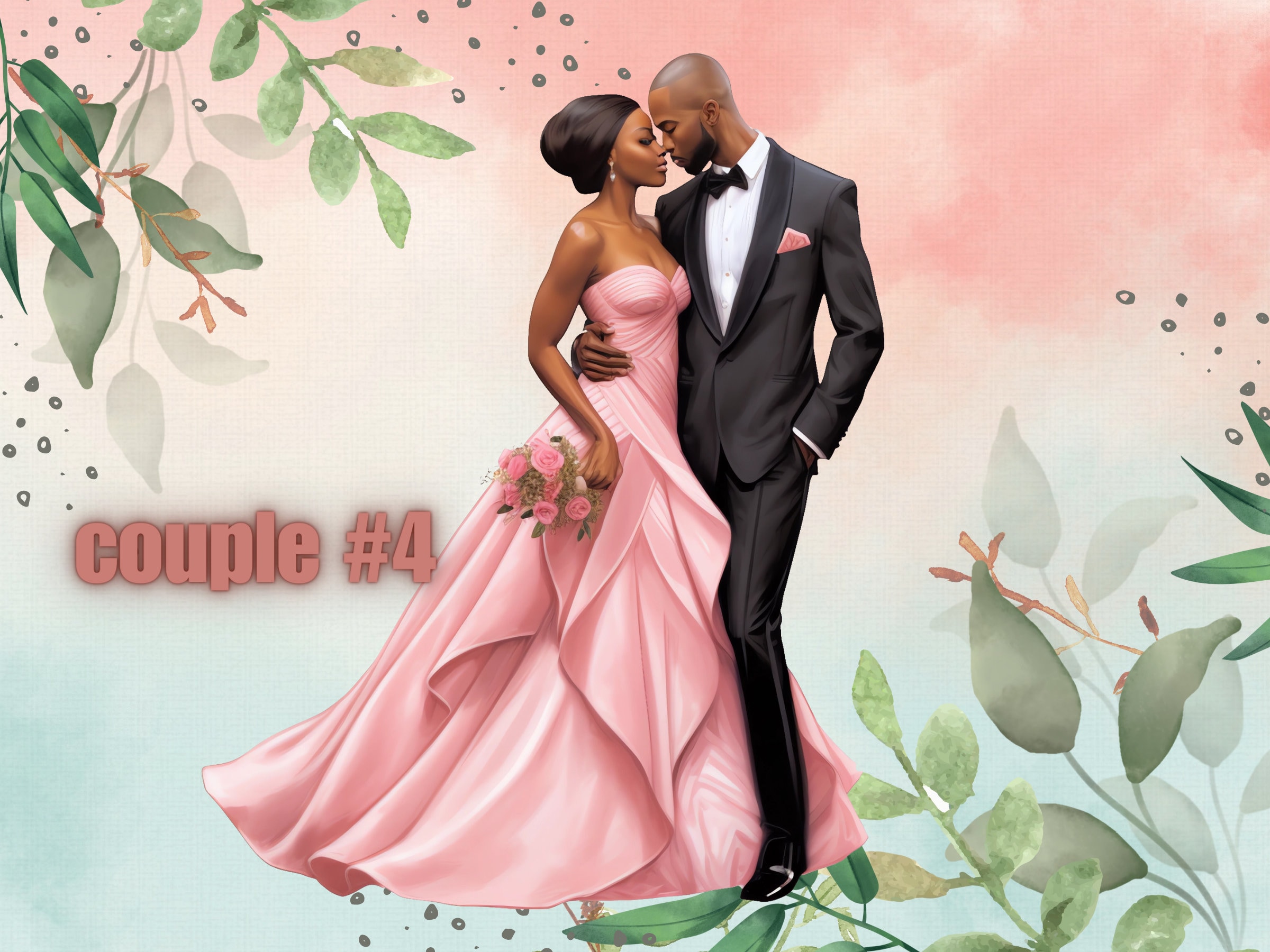 African American Couple Wedding Clipart ,bride&groom Clipart,wedding ...