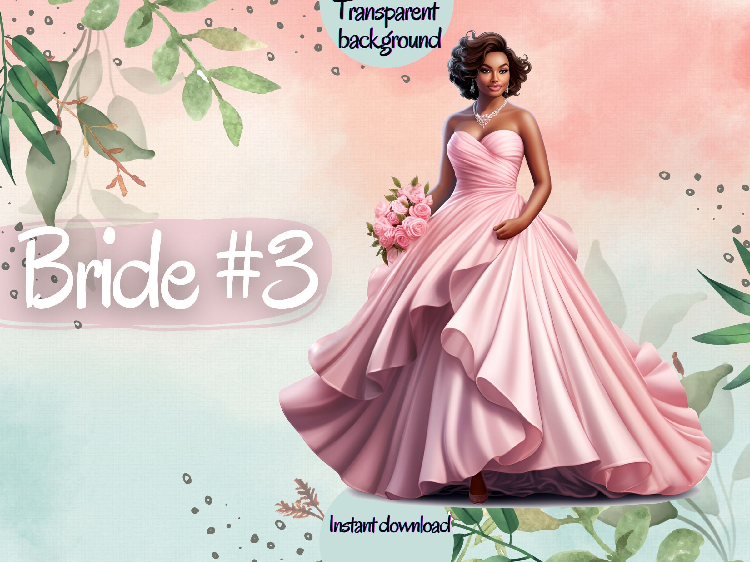 African American Brides Wedding Clipart ,black Women Clipart - 5 PNG ...
