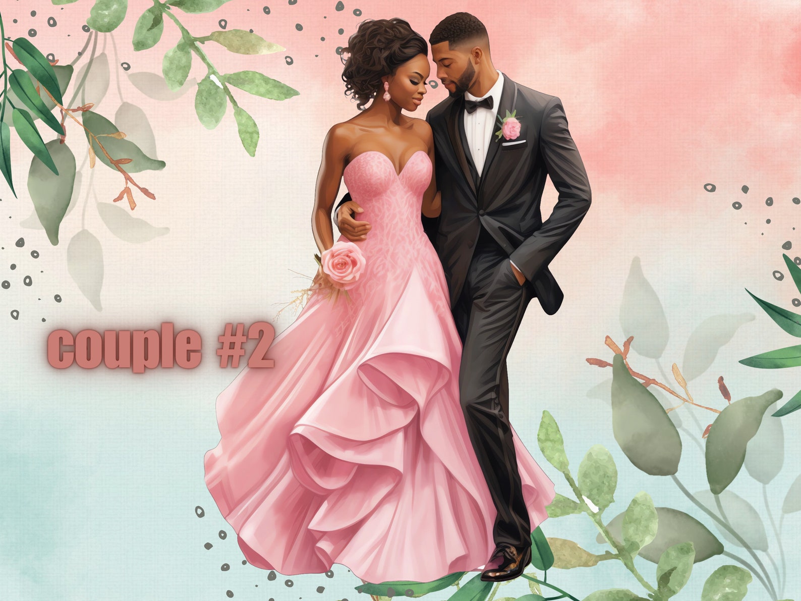 African American Couple Wedding Clipart ,bride&groom Clipart,wedding ...