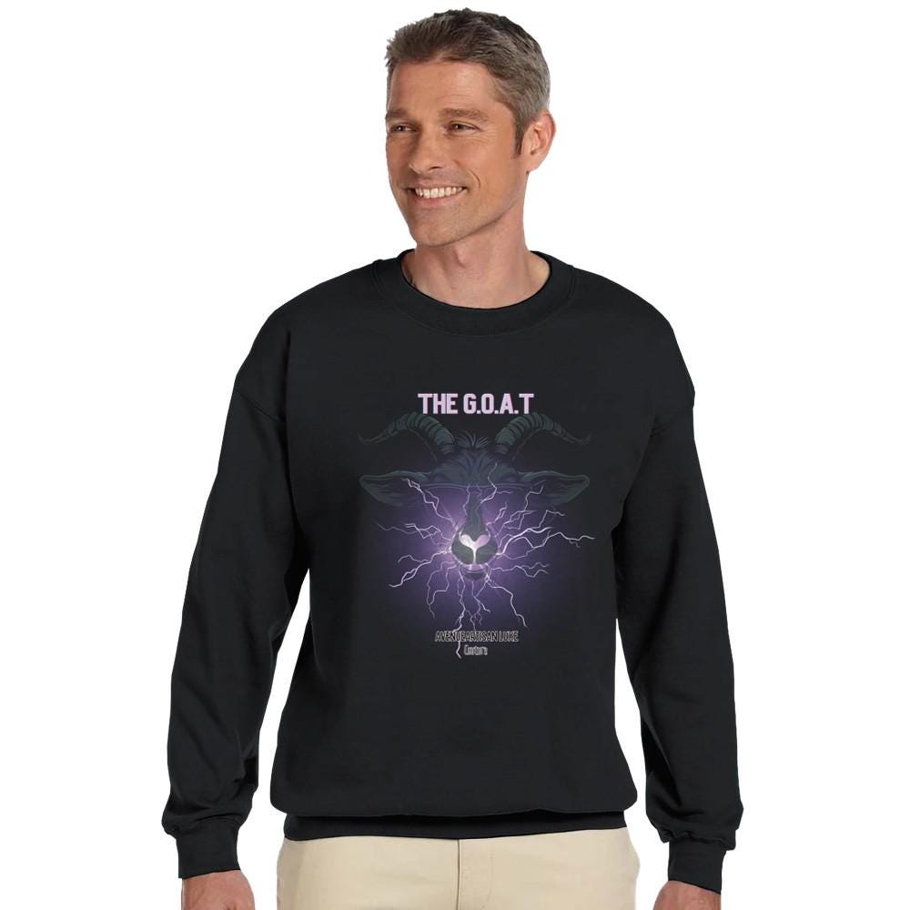 Electrifying Purple Lightning G.o.a.t Graphic Sweater, Cozy Pullover ...