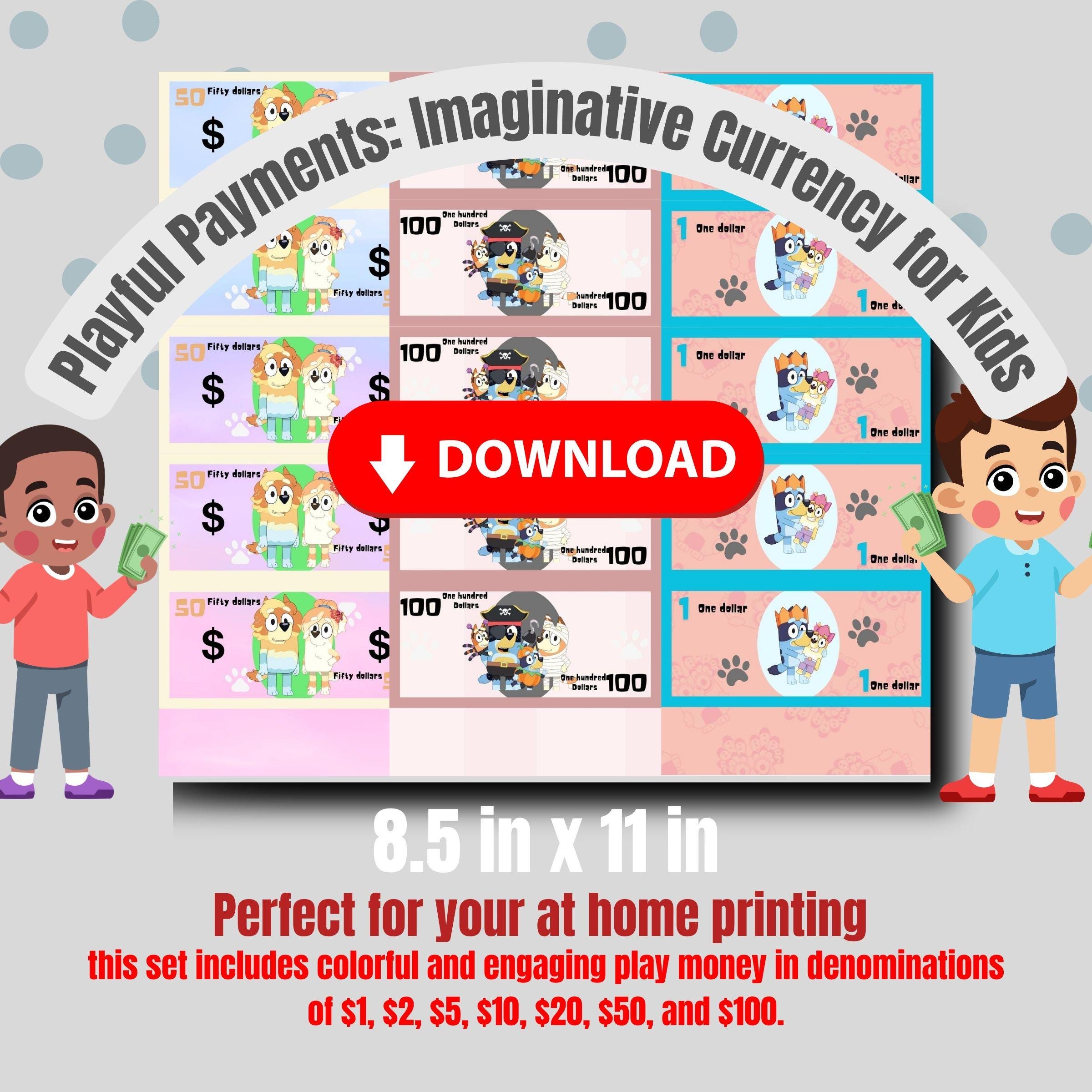 Bluey Pretend Money ,making Learning Fun With Play Money , Bluey Dollar ...