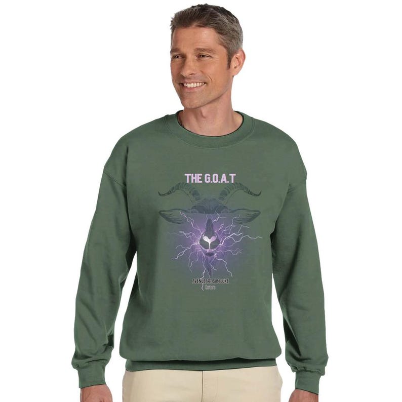 Electrifying Purple Lightning G.o.a.t Graphic Sweater, Cozy Pullover ...