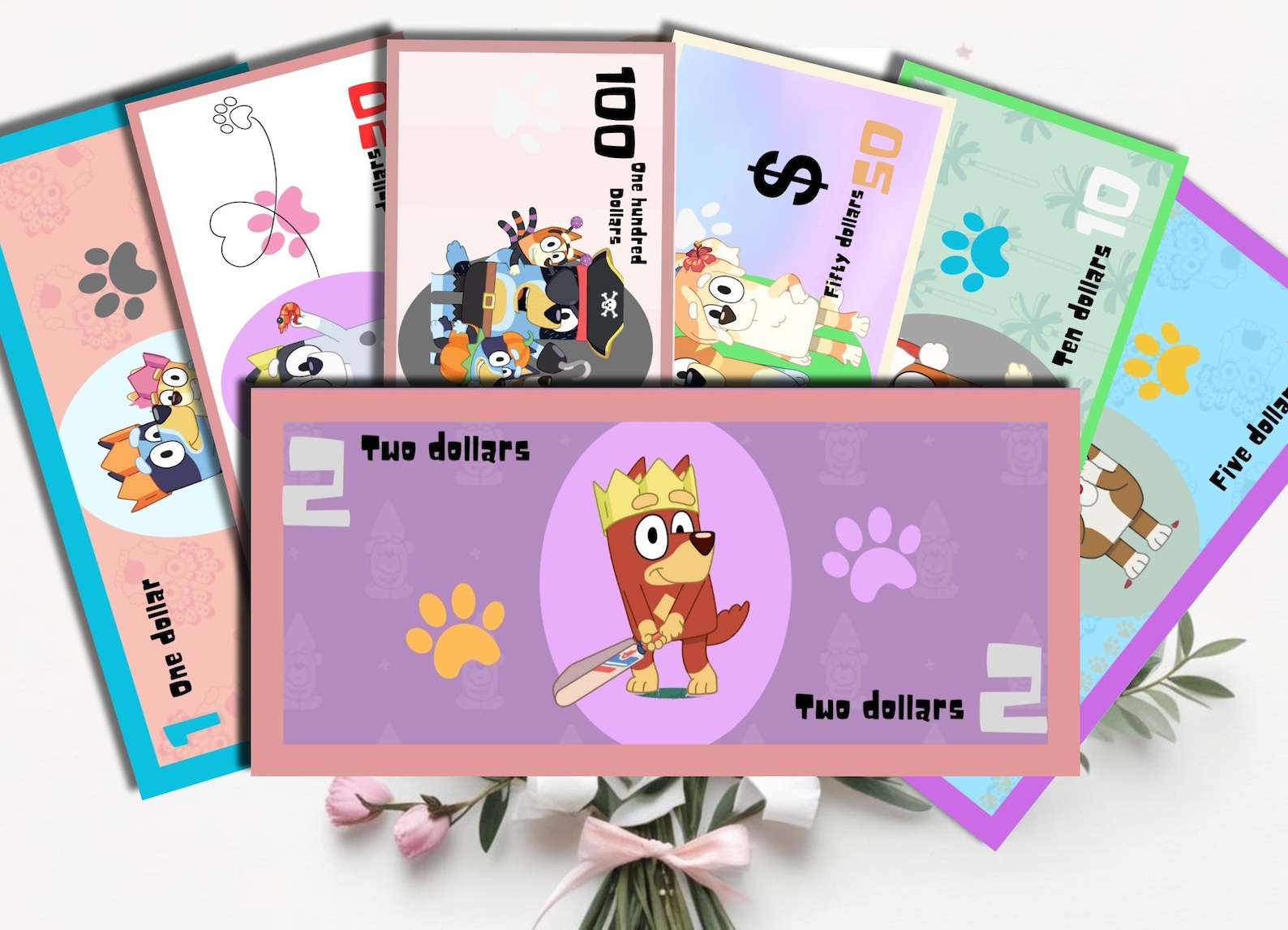 Bluey Pretend Money ,making Learning Fun With Play Money , Bluey Dollar ...