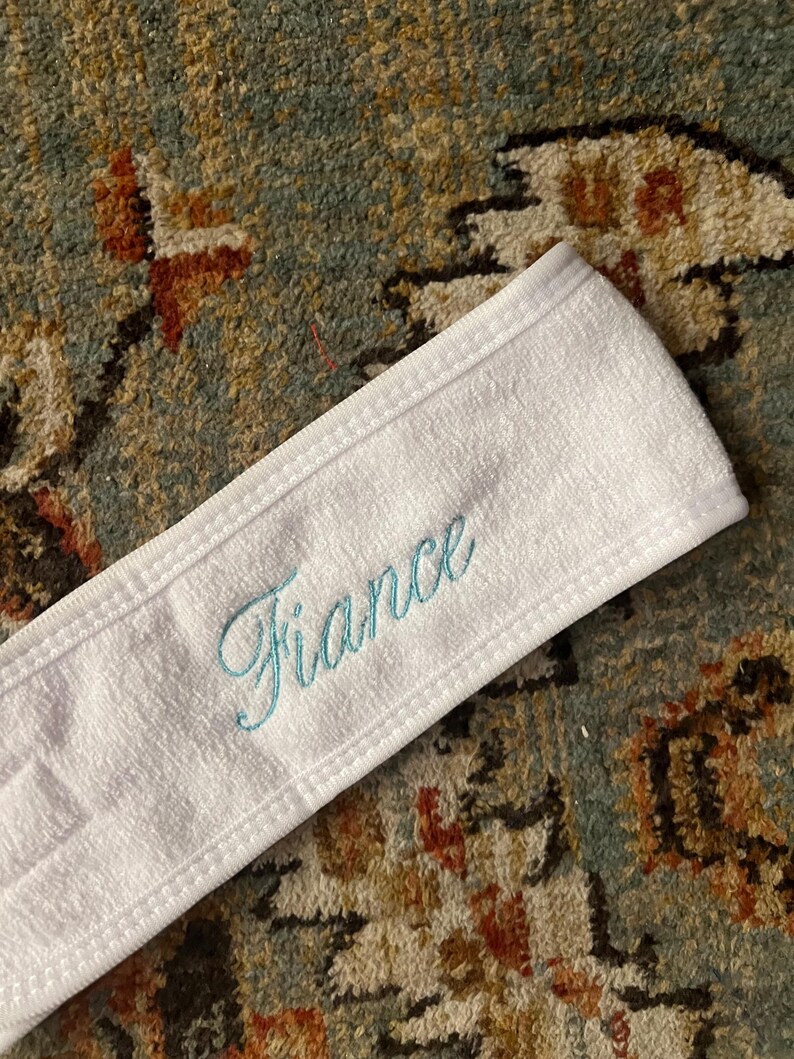 Embroidered CUSTOM Spa Headband, Embroidered Bridal Spa Headband ...