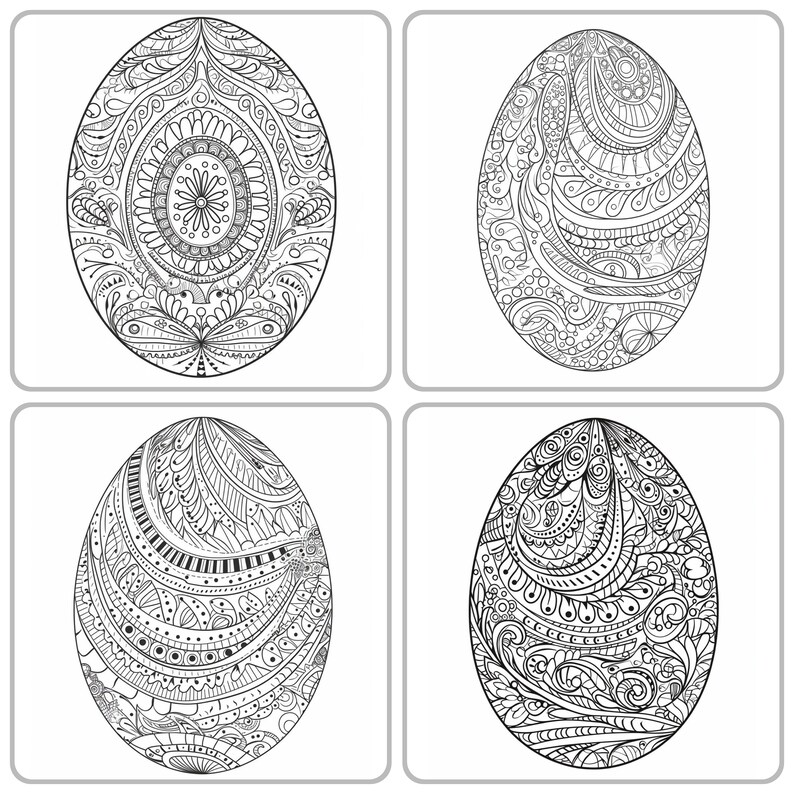17 Easter Egg Mandala Coloring Pages printable PDF Download - Etsy