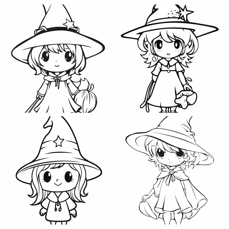 15 Cute Witch Coloring Pages Halloween, Magic, Cartoons PDF Download - Etsy