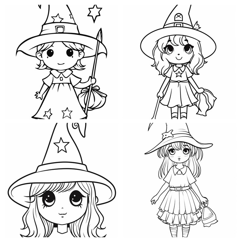 15 Cute Witch Coloring Pages Halloween, Magic, Cartoons PDF Download - Etsy
