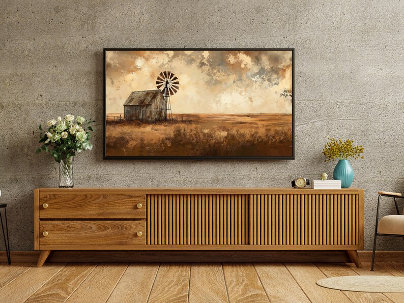 Printable Frame TV Art, Vintage Windmill Art, Samsung Frame Tv Art ...