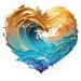 Heart Waves Watercolor Clipart, Instant, 10 High Quality PNG and JPG ...