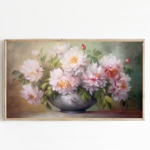 Vintage Peonies Flower Vase Spring Frame TV Art, Samsung Frame TV Art ...
