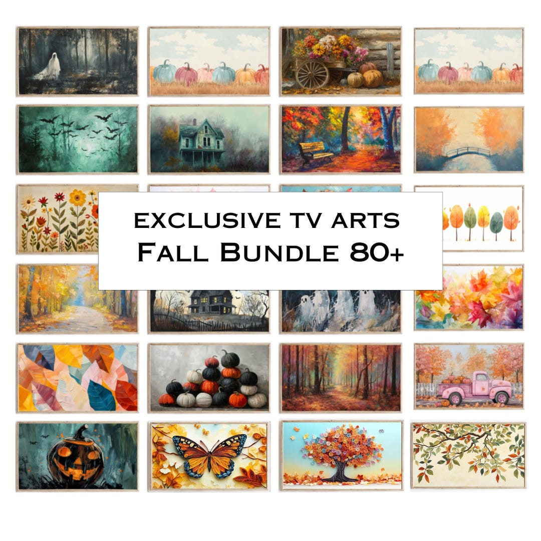 Textured Frame TV Fall Art Set, Halloween Tv Art Bundle, Fall Landscape ...