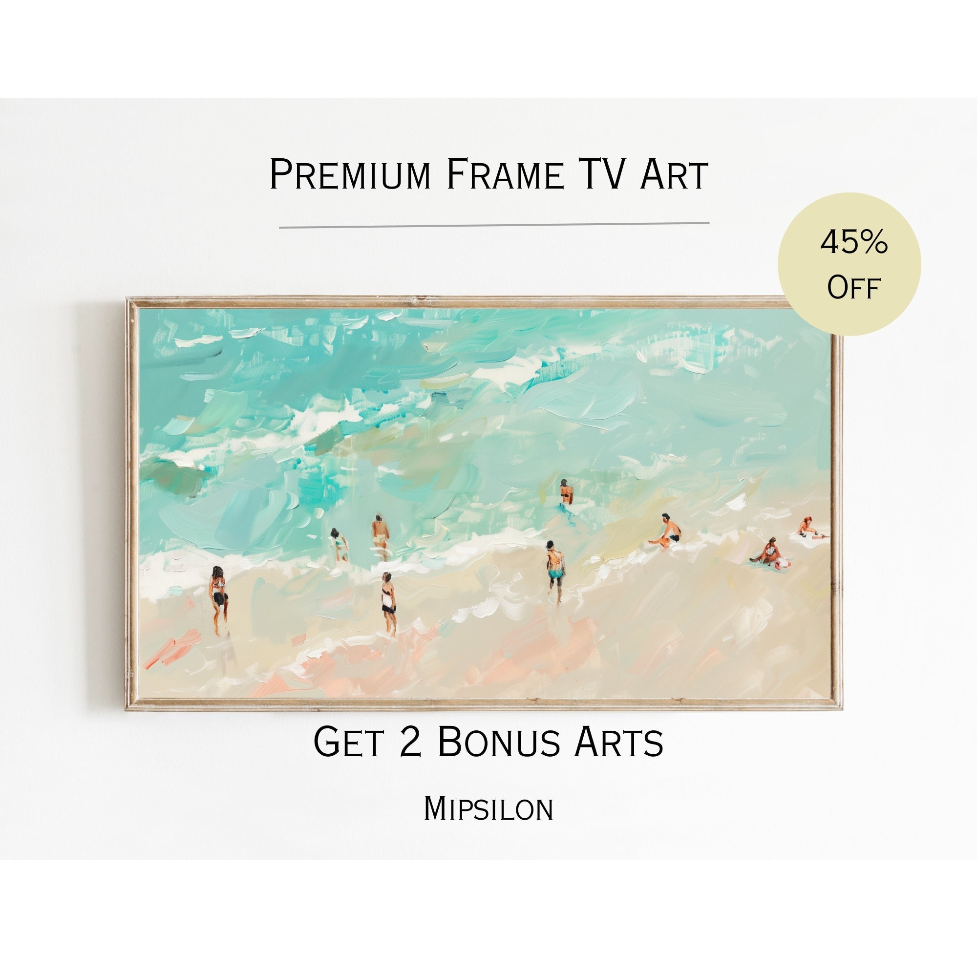 Frame TV Art Beach, Samsung Frame TV Art, Ocean Frame TV Art, Modern Tv ...