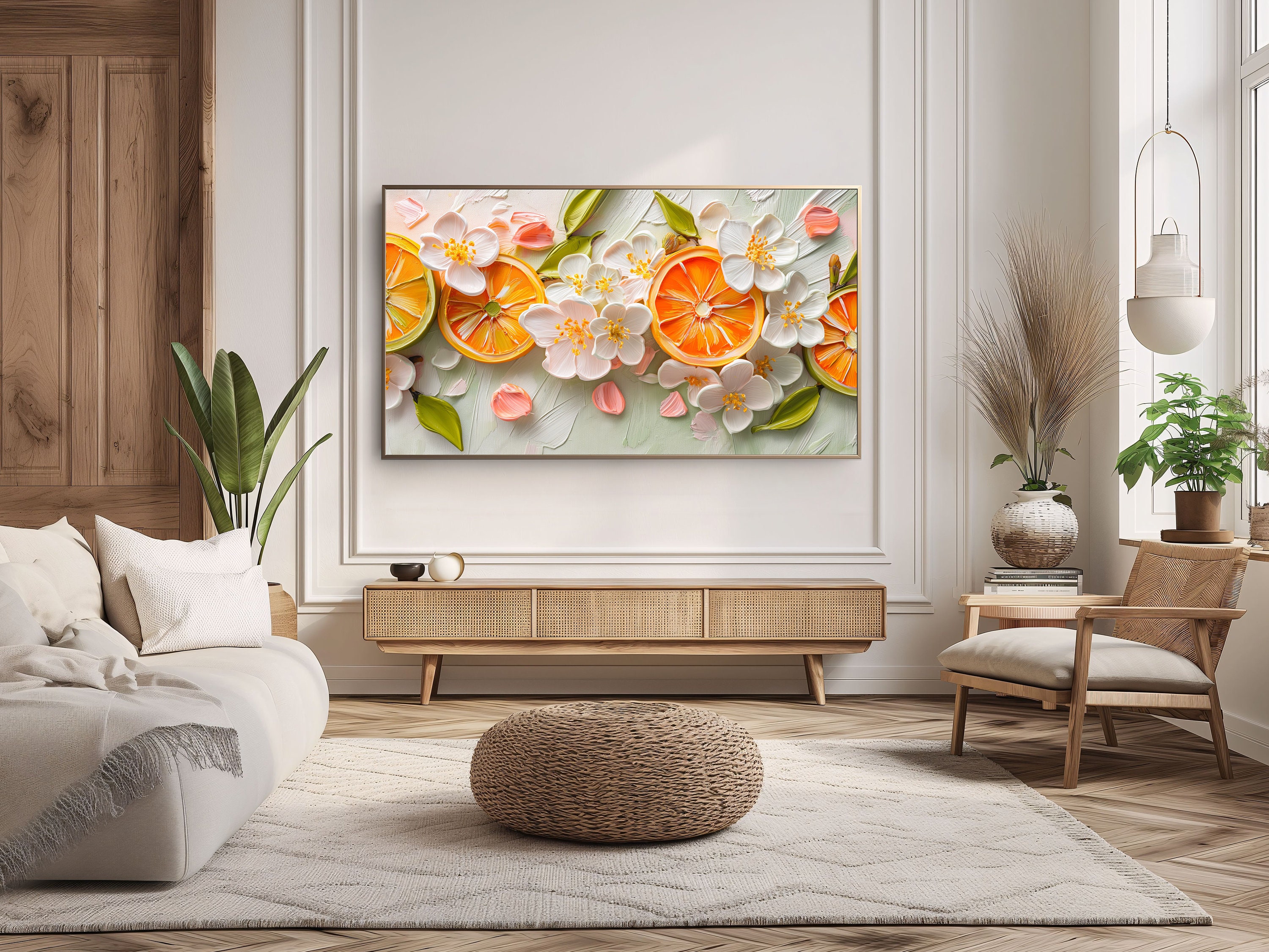 Frame Tv Art Spring | Tv Art Citrus | Samsung Frame Tv Textured Tv Art ...