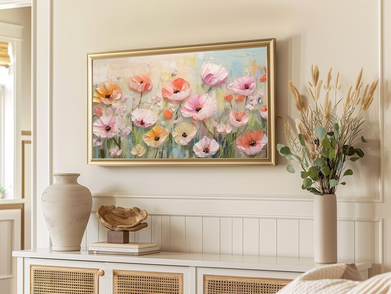 Spring Frame TV Art, Floral Samsung Frame Tv Art, Pastel TV Frame ...