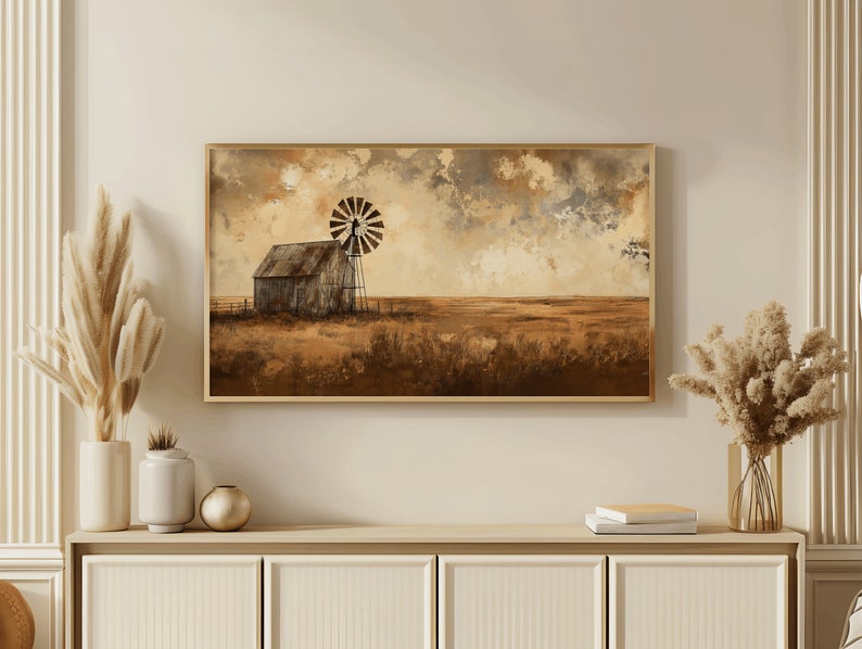 Printable Frame TV Art, Vintage Windmill Art, Samsung Frame Tv Art ...