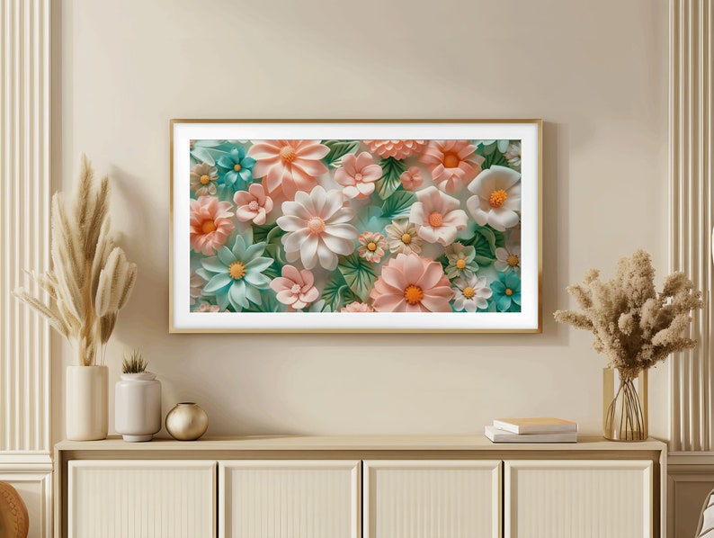 Spring Frame TV Art, Colorful Flowers TV Art, Samsung Frame Tv Art ...