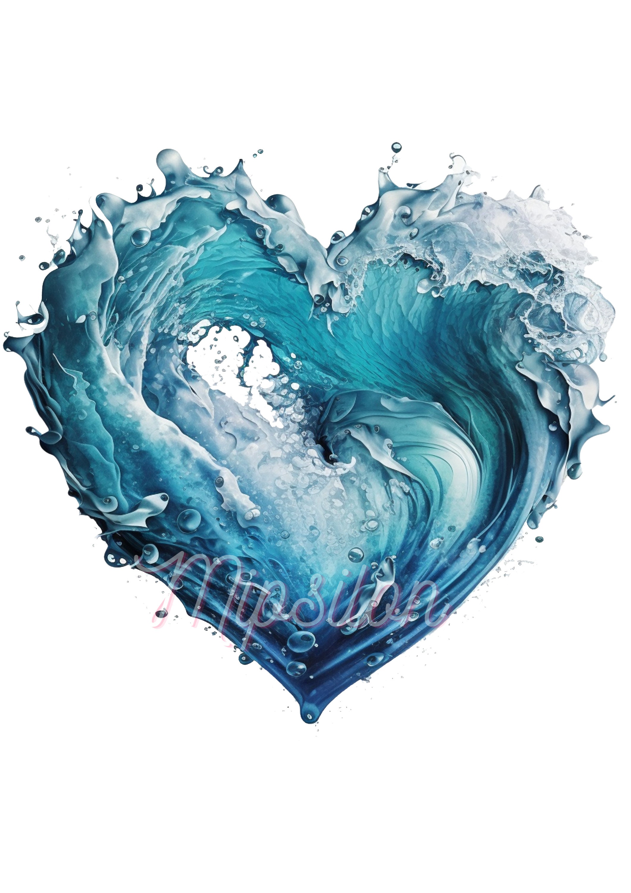 Heart Waves Watercolor Clipart, Instant, 10 High Quality PNG and JPG ...