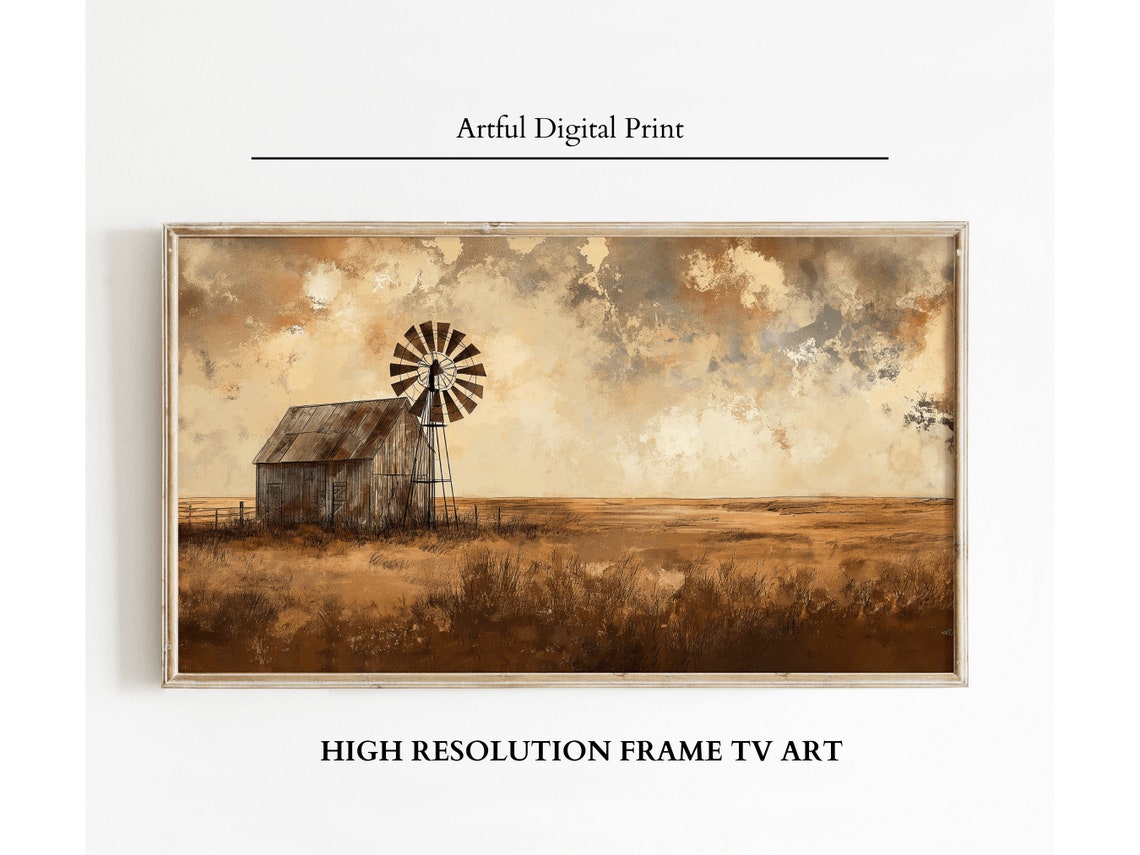 Printable Frame TV Art, Vintage Windmill Art, Samsung Frame Tv Art ...