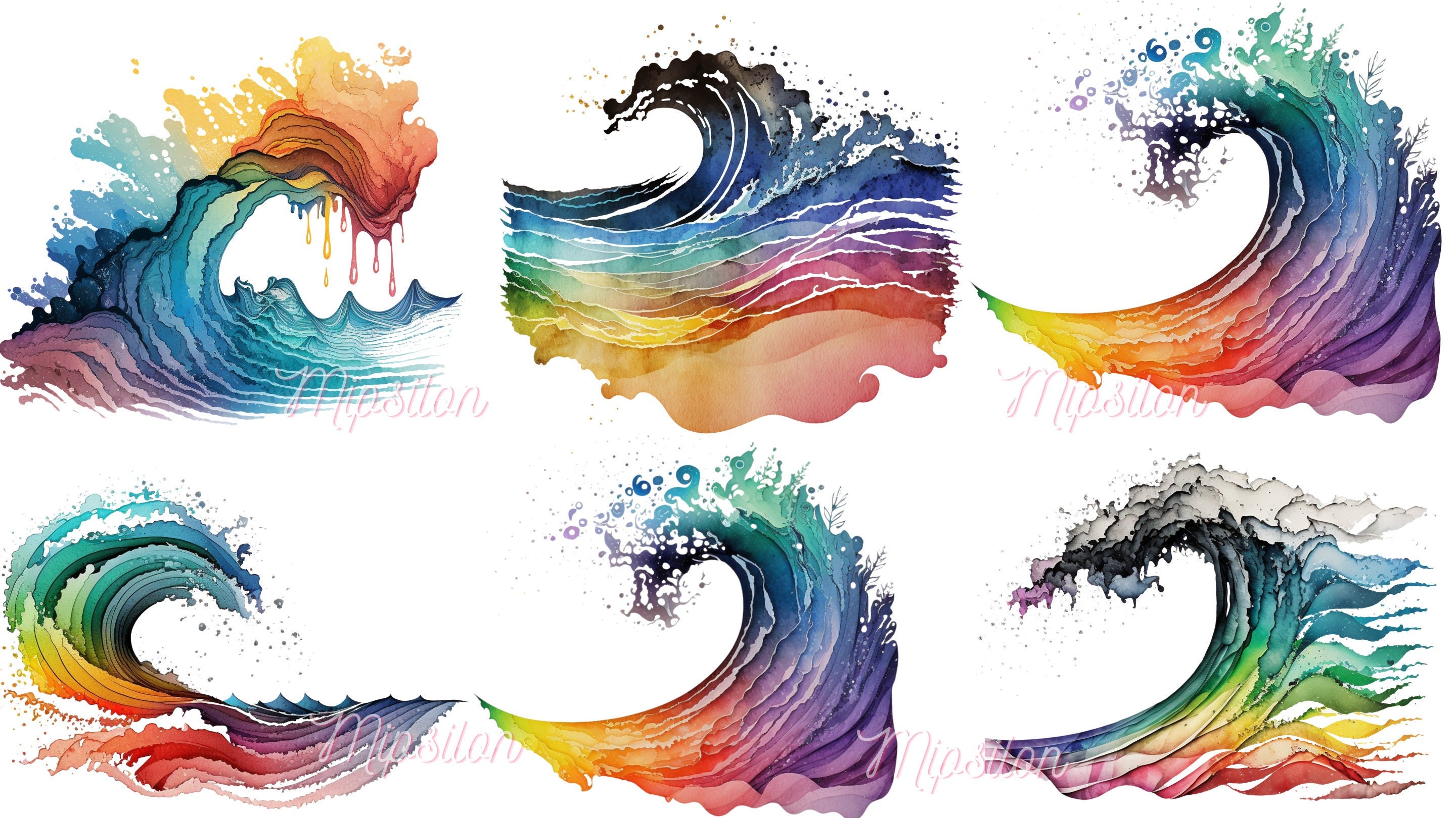 Rainbow Clipart, Water Wave, 10 High Quality Images ,transparent, DIY ...