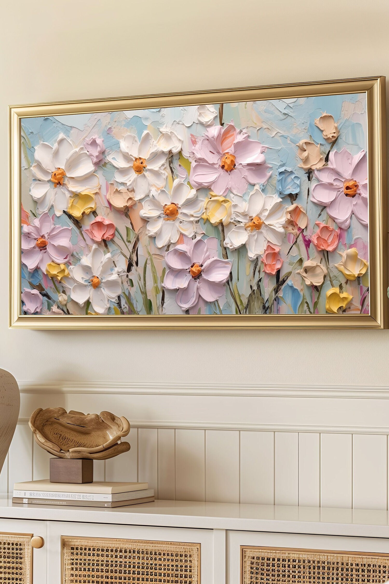 Wild Flowers Pastel Frame TV Art, Spring Samsung Frame Tv Art, Neutral ...