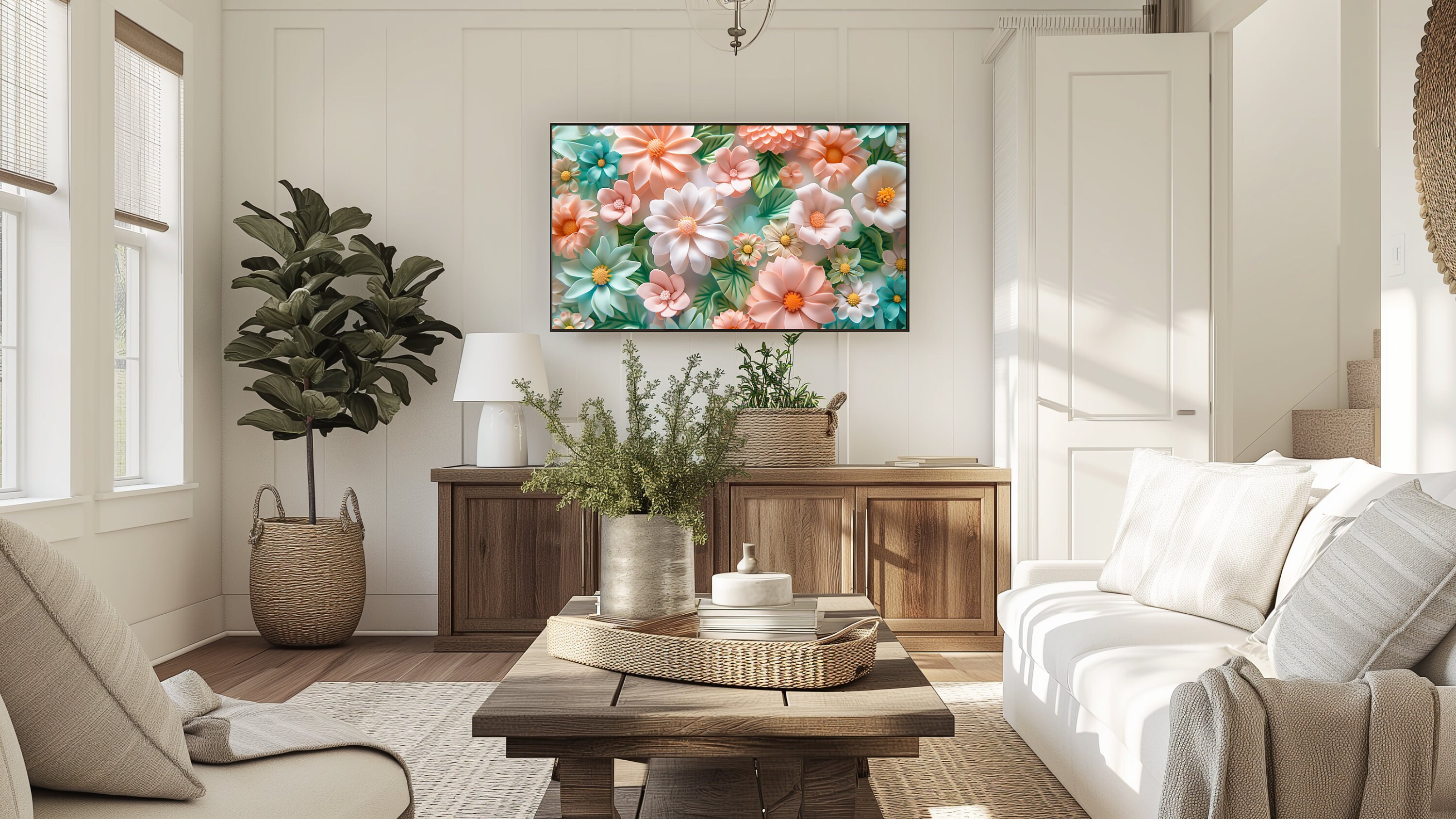 Spring Frame TV Art, Colorful Flowers TV Art, Samsung Frame Tv Art ...