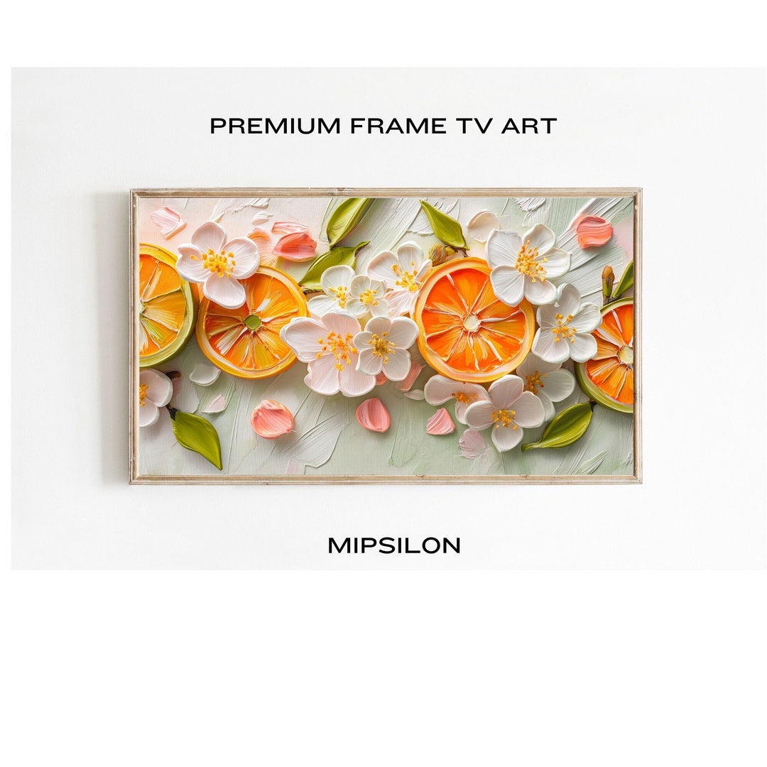 Frame Tv Art Spring | Tv Art Citrus | Samsung Frame Tv Textured Tv Art ...