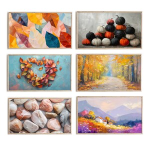 Textured Frame TV Fall Art Set, Halloween Tv Art Bundle, Fall Landscape ...