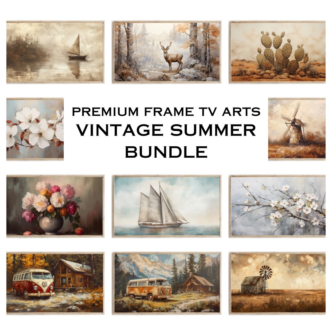 Vintage Frame TV Art Set, Summer Samsung Frame Tv Art, Vintage ...