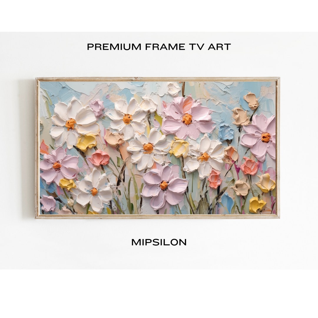 Wild Flowers Pastel Frame TV Art, Spring Samsung Frame Tv Art, Neutral ...