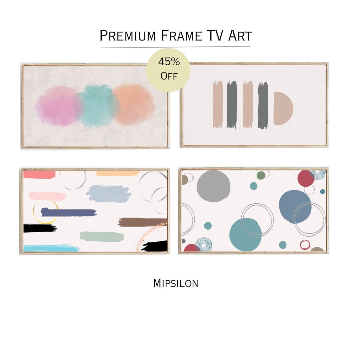 Abstract Frame Tv Art Set, Modern Samsung Frame Tv Arts, Boho Tv Art ...