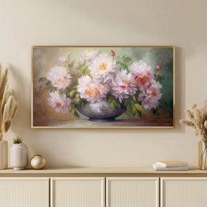 Vintage Peonies Flower Vase Spring Frame TV Art, Samsung Frame TV Art ...