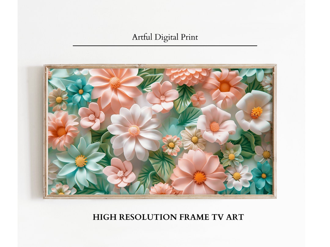Spring Frame TV Art, Colorful Flowers TV Art, Samsung Frame Tv Art ...