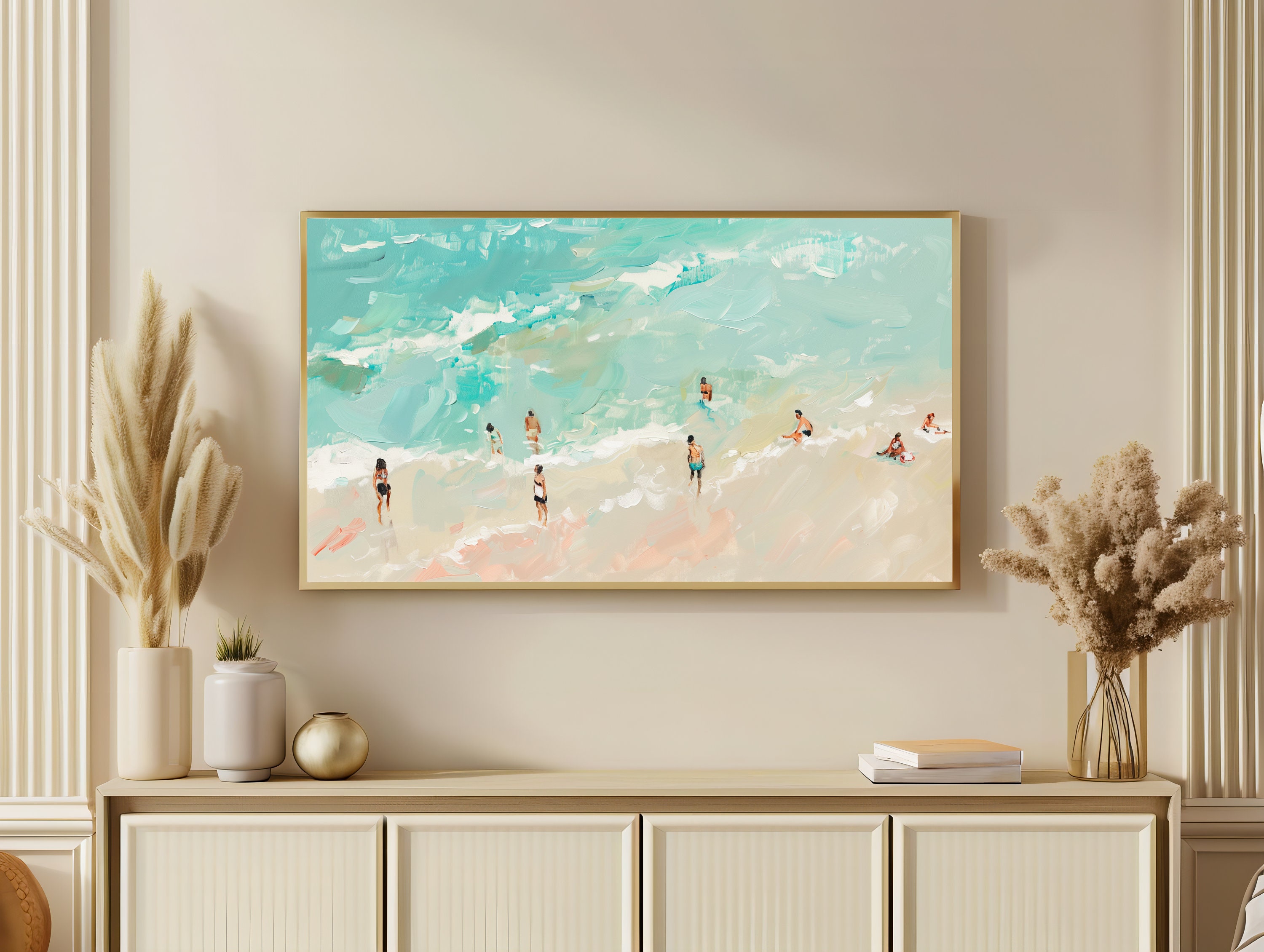 Frame TV Art Beach, Samsung Frame TV Art, Ocean Frame TV Art, Modern Tv ...