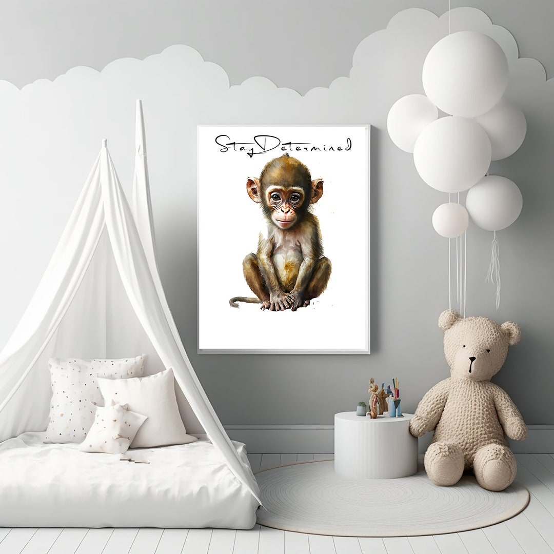 Stay Determined Monkey Printable Art, Instant Download Nursery Wall ...