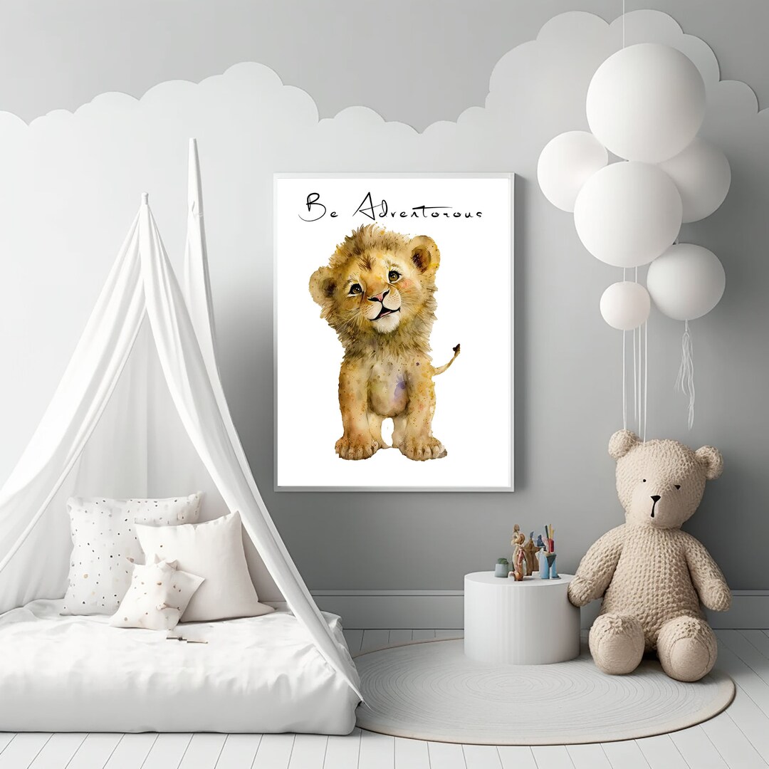 Be Adventorous Lion Printable Art, Instant Download Nursery Wall Decor ...