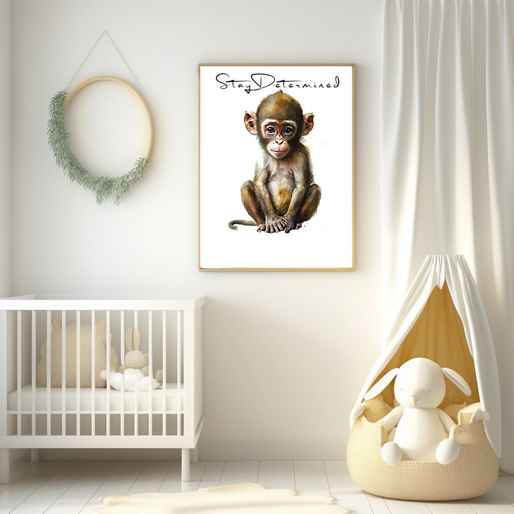 Stay Determined Monkey Printable Art, Instant Download Nursery Wall ...