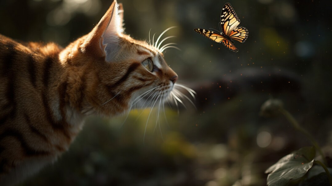 Cat and Butterfly - Etsy