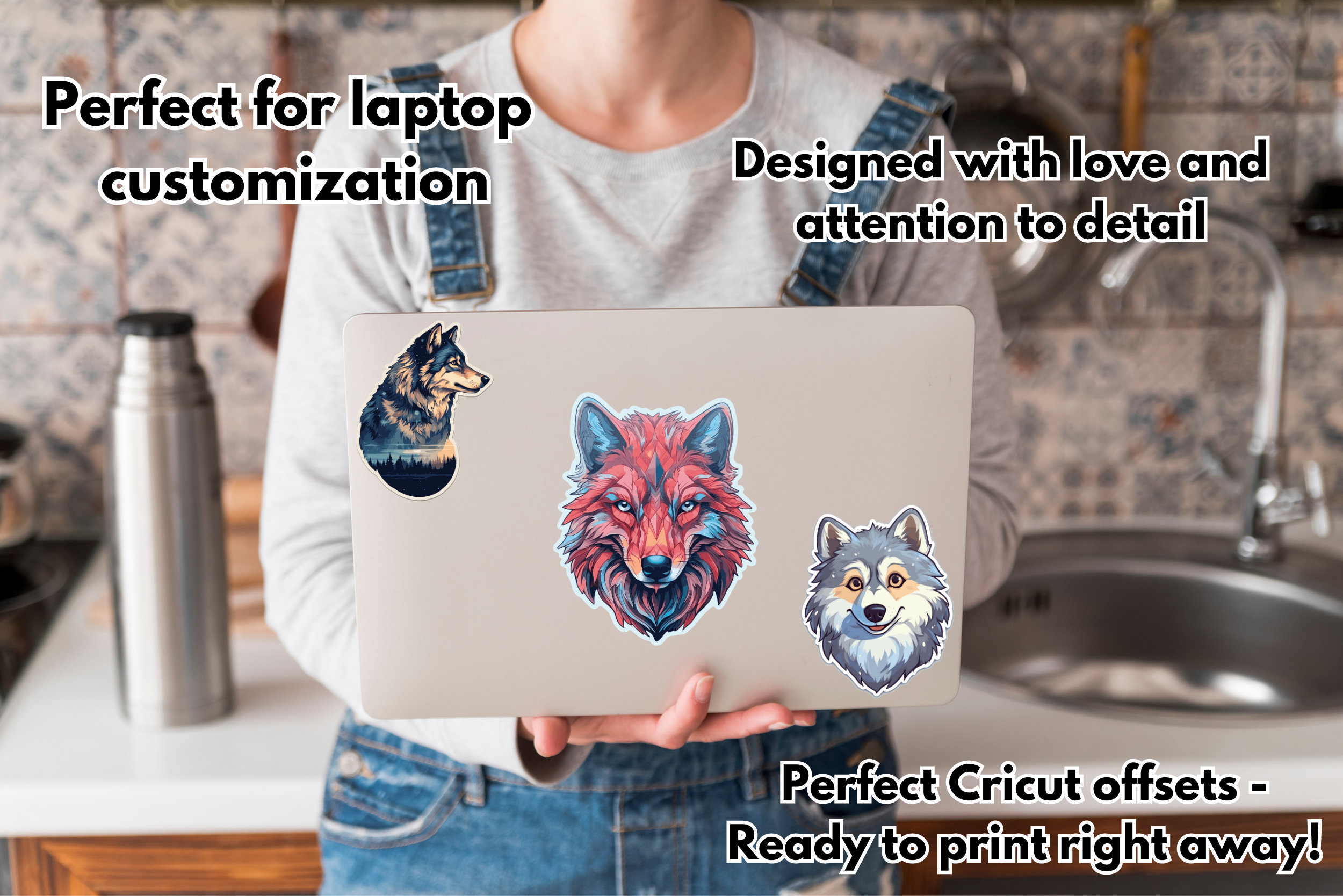 Wolf Sticker PNG Bundle 43 Cute Wolves Designs Printable - Etsy